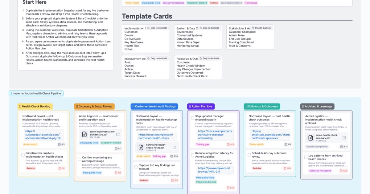 Implementation Health Checks Template | Instaboard